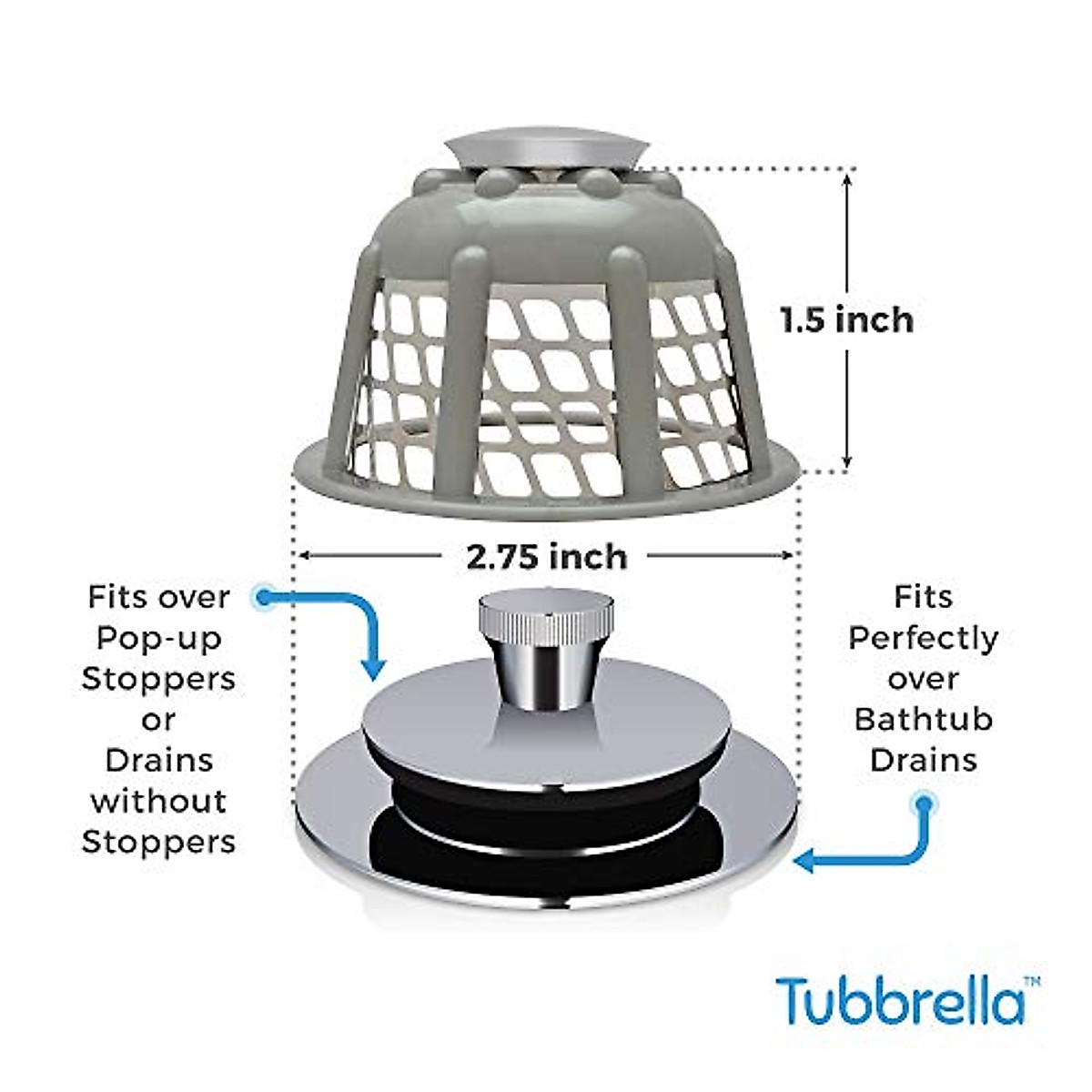 Tubbrella the Most Innovative Bathtub Drain Strainer/Hair Catcher (silver)