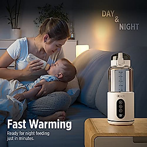 IXTECH Portable Water Warmer for Baby Formula, Milk Warmer for Travel, 10 oz,Electric Warming with Adjustable Temperature Control, Leak-Resistant Spout, Rechargeable and Wireless