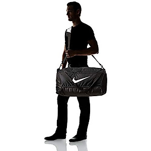 Nike Brasilia Training Medium Duffle Bag, Durable for Women & Men with Adjustable Strap, Black/Black/White