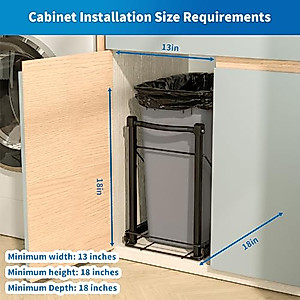 Pull Out Trash Can Under Cabinet with Soft Close Rail,Under Sink Trash Can Pull Out Organizer,Black Adjustable Under Cabinet Trash Can Pull Out for 7-13 Gallon Trash Can（New Upgrade）