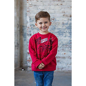 Disney Pixar Cars Lightning McQueen Toddler Boys Fleece Sweatshirt Red 3T