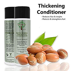 MOUNTAIN TOP Biotin Herbal Thickening Conditioner (8 oz / 273 ml) with Argan Oil, Pumpkin Seed Oil, Saw Palmetto, Tea Tree Oil & Willow Bark - For Dry, Frizzy, Thinning Hair - Men & Women