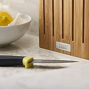 Joseph Joseph 10300 Elevate Knife Set with Slimline Bamboo Block Japanese Stainless Steel, Opal, 6-piece