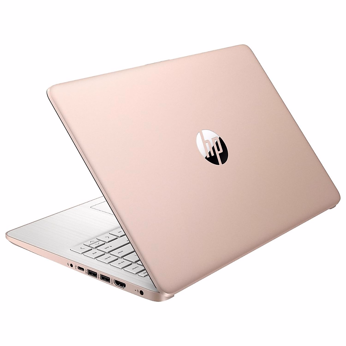 HP Essential Laptop, 14" HD Display, Intel Celeron N4120, 8GB RAM, 64GB eMMC, Webcam, HDMI, Wi-Fi, RJ-45, 1 Year Office 365, Windows 11 Home, Rose Gold