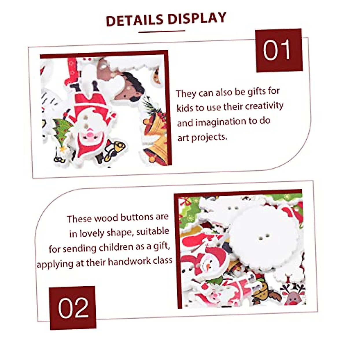 NOLITOY 100pcs Christmas Wooden Buttons DIY Wood Button Wooden Embellishment Wooden Jewelry Buttons Table Scatter Button for DIY Crafts Xmas Wood Buttons Christmas Button Painted Clothing