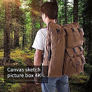 4K Canvas Drawing Board Bag, Classical Artist Portfolio Backpack Bag Canvas Drawing Board Multi-Functional Sketchpad Art Bag Large Storage for Drawing Sketching Painting