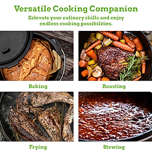 Nourished Essentials Cast Iron Dutch Ovens 6-Quart - Your Culinary Companion for Exceptional Creations - Durable and Efficient Cooking Tool - 14.3"x12.4"x7.8" - Black