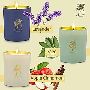Sage Candles for Cleansing House, Meditation, Protection, and Banishing Negative Energy, 3 Pack 7.8 OZ Candles for Home Scented, 105 Hour Long Lasting Scented Candles,Candles Gifts for Women