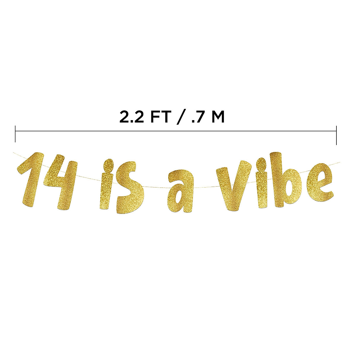14 is a Vibe Gold Glitter Banner - 14th Birthday Party Supplies, Ideas, Gifts and Decorations