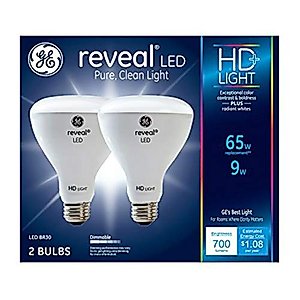 GE Lighting 30691 Reveal HD+ LED Light Bulbs, 700 Lumens, 9-Watts, 2-Pk. - Quantity 1 (n/a)