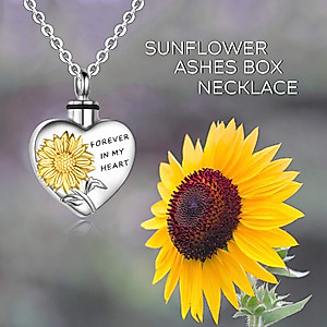 YFN Sterling Silver Sunflower Urn Necklaces for Ashes for Women Men, Sunflower Cremation Jewelry for Ashes Memory Necklace Gift, Easter Keepsake for Women