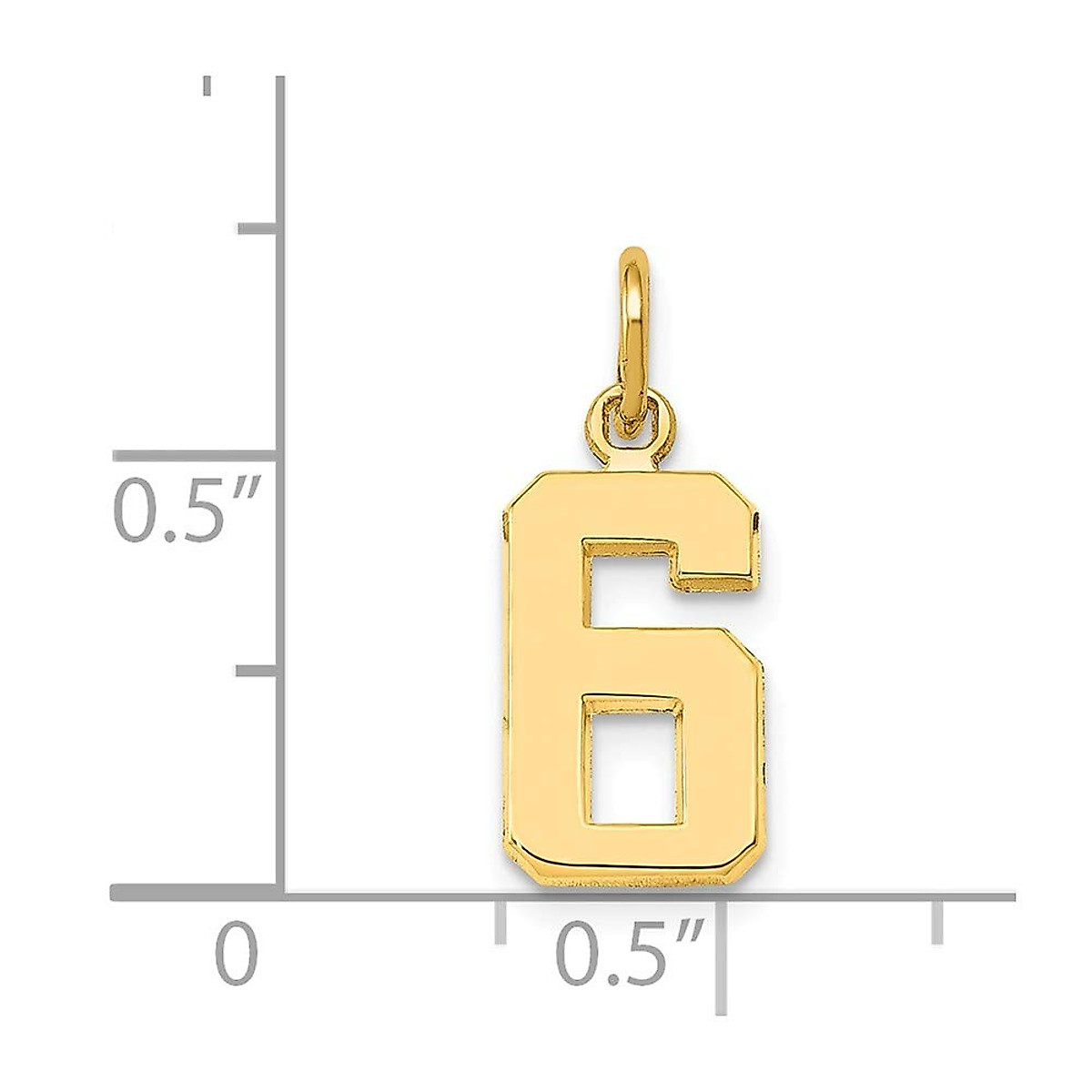 Solid 14k Yellow Gold Casted Small Number 6 Charm Pendant - 20mm x 7mm