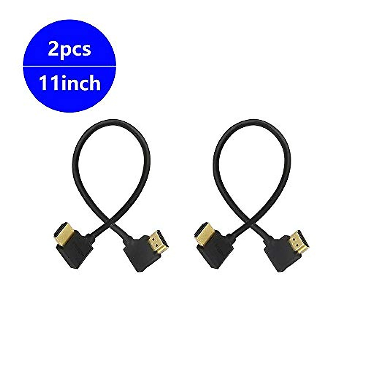 SinLoon Gold Plated High Speed 90 Angle Right HDMI Male to Left HDMI Male Adapter Cable Supports Ethernet, 3D and Audio Return (0.3M 2Pack LL-LL)