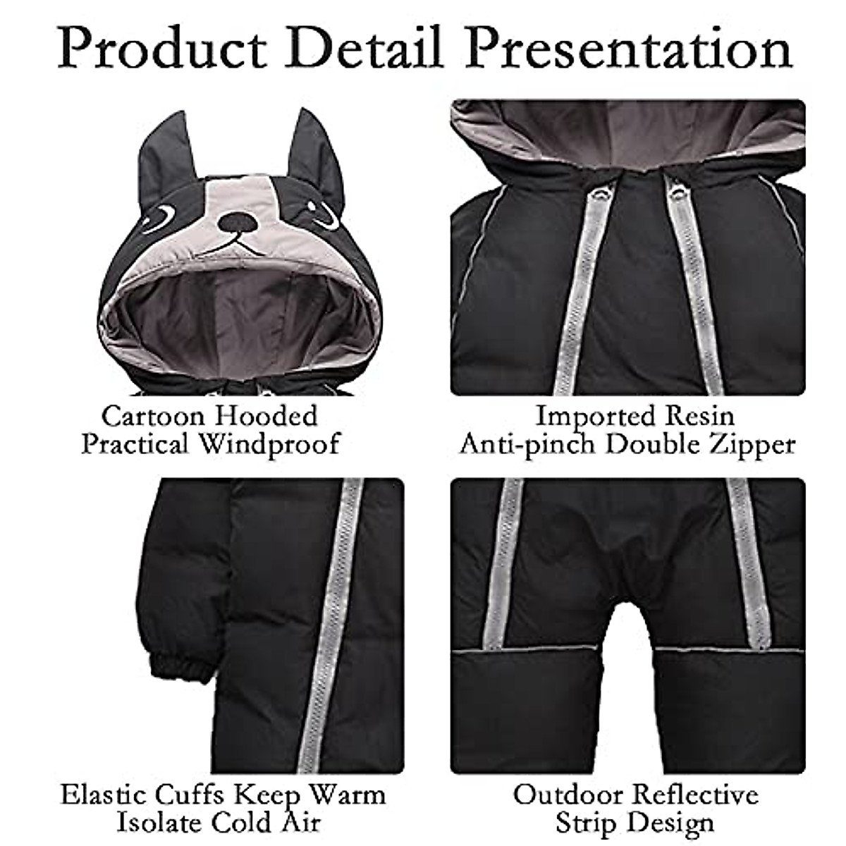 ALLAIBB Toddler Baby Boy Girl Winter Snowsuit Coat Thick Outwear Warm Hood Snow Suit Jumpsuit