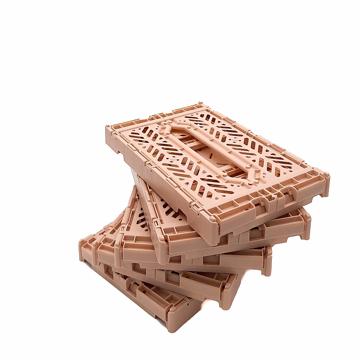 Aykasa Collapsible Storage Bins, Plastic Crate for Storage, Collapsible Crate, Utility Stackable Box, Collapsible storage box, Milk crate Collapsible storage (Small, Milk tea)