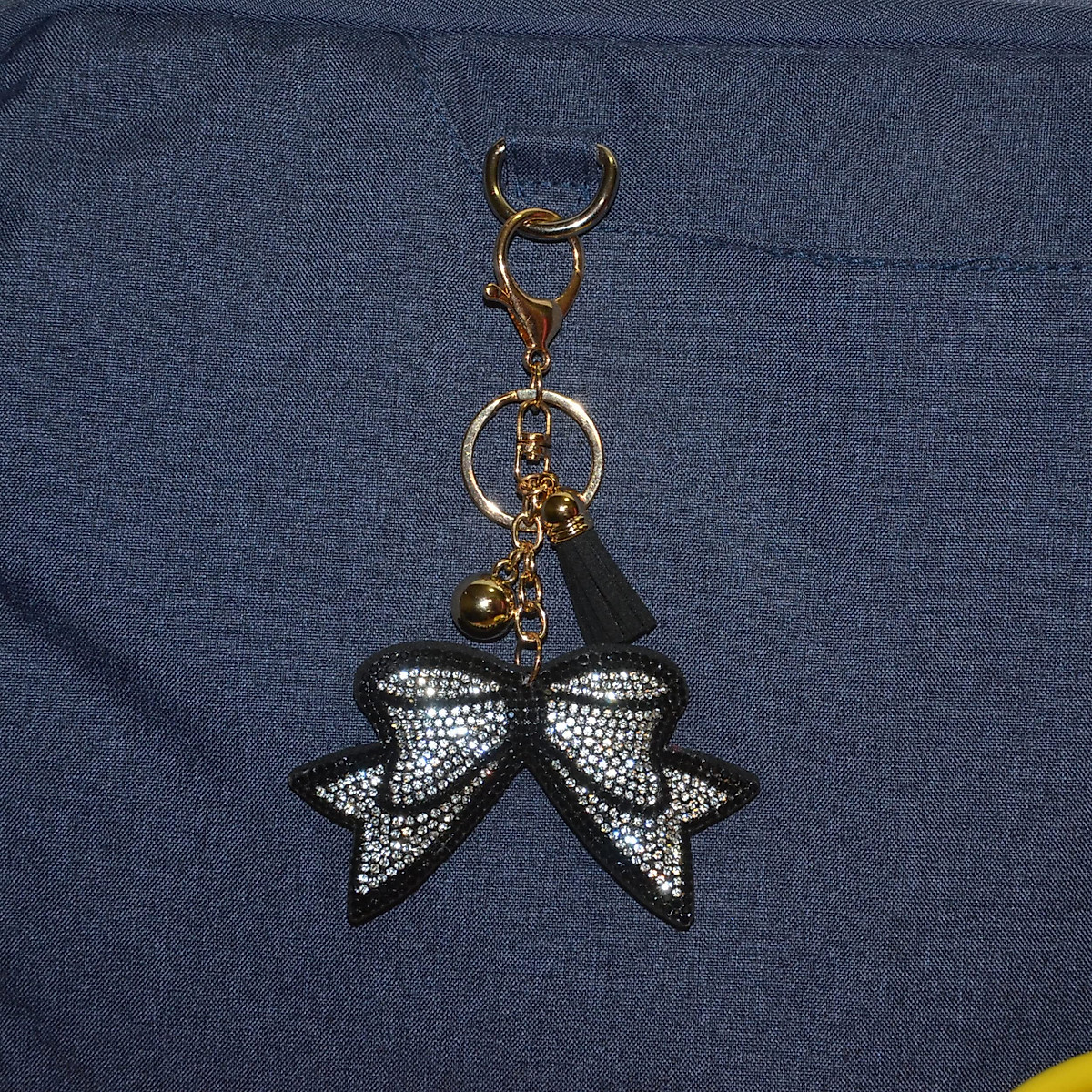 Popfizzy Cheer Bow Keychain, Bling Backpack Key Chain for Cheerleaders, Rhinestone Cheerleading Purse Charms