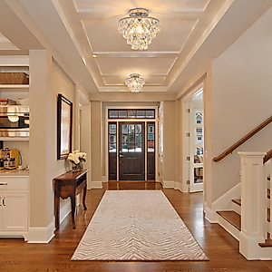 Luupyia Mini Crystal Chandelier Ceiling Light Small, Modern Crystal Ceiling Light for Hallway Ceiling Light Fixtures Flush Mount Silver Crystal Chandelier for Bedroom Hall Living Room Hallway