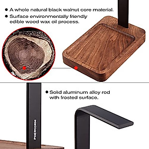 Walnut Wood & Aluminum Headset Holder, PHERKORM Desktop Headphone Stand, Universal Headphone Holder for Most Music Gaming headsets - Black Walnut
