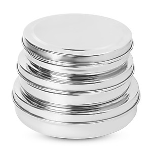 KSJONE Stainless Steel Chocolate Flat Slim and Sleek Canisters/Puri Dabba/Storage Containers Set of 3 Pcs Big Set (23 Oz, 30 Oz, 40 Oz)