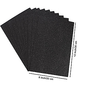 10 Sheets Glitter Foam Sheets for Crafts, A4 Cardstock Paper Sparkles Self Adhesive Sticky Paper for Christmas Construction Scrapbook Gift DIY Cutters Card Party Decoration (Black)