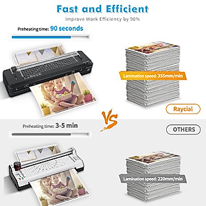 Laminator A3 Laminator Machine with 50 Laminating Pouches,70s Fast Warm-up,13 Inches Cold and Thermal Laminator with Build in Paper Trimmer and Corner Rounder for Home Office School Use