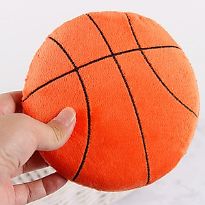 NIOIPXA 3 Pack Dog Flying Disc with Squeaker, Plush Football Basketball Rugby Squeaky Toy for Dogs