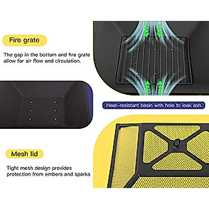 Outdoor Fire Pit,32 inch Square Metal Firepit for Patio Wood Burning Fireplace Garden Stove with Poker Mesh Cover,Charcoal Rack for Camping Picnic Bonfire Backyard