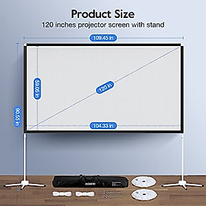 Projector Screen with Stand 120 inch Outdoor Indoor Projection Screen, Osoeri 16:9 4K Portable Double-Sided Front Rear Projections Movies Screen with Carry Bag for Home Theater Office Backyard Travel