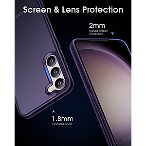 CASEKOO Genuine Official for Samsung Galaxy S23 Plus case (10FT Military Drop Protection) (Zero-Smudge Tech) Translucent Hard Back & Soft Bumper, Protective Slim Thin S23 Plus Case 6.6'' 2023, Purple
