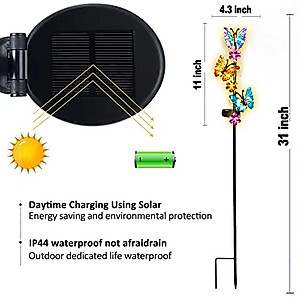 Solar Lights Outdoor Waterproof Garden Butterfly Light Decorative Solar Stake Lights with Butterflies Decor for Garden Yard Lawn Patio Pathway(2 Pack)