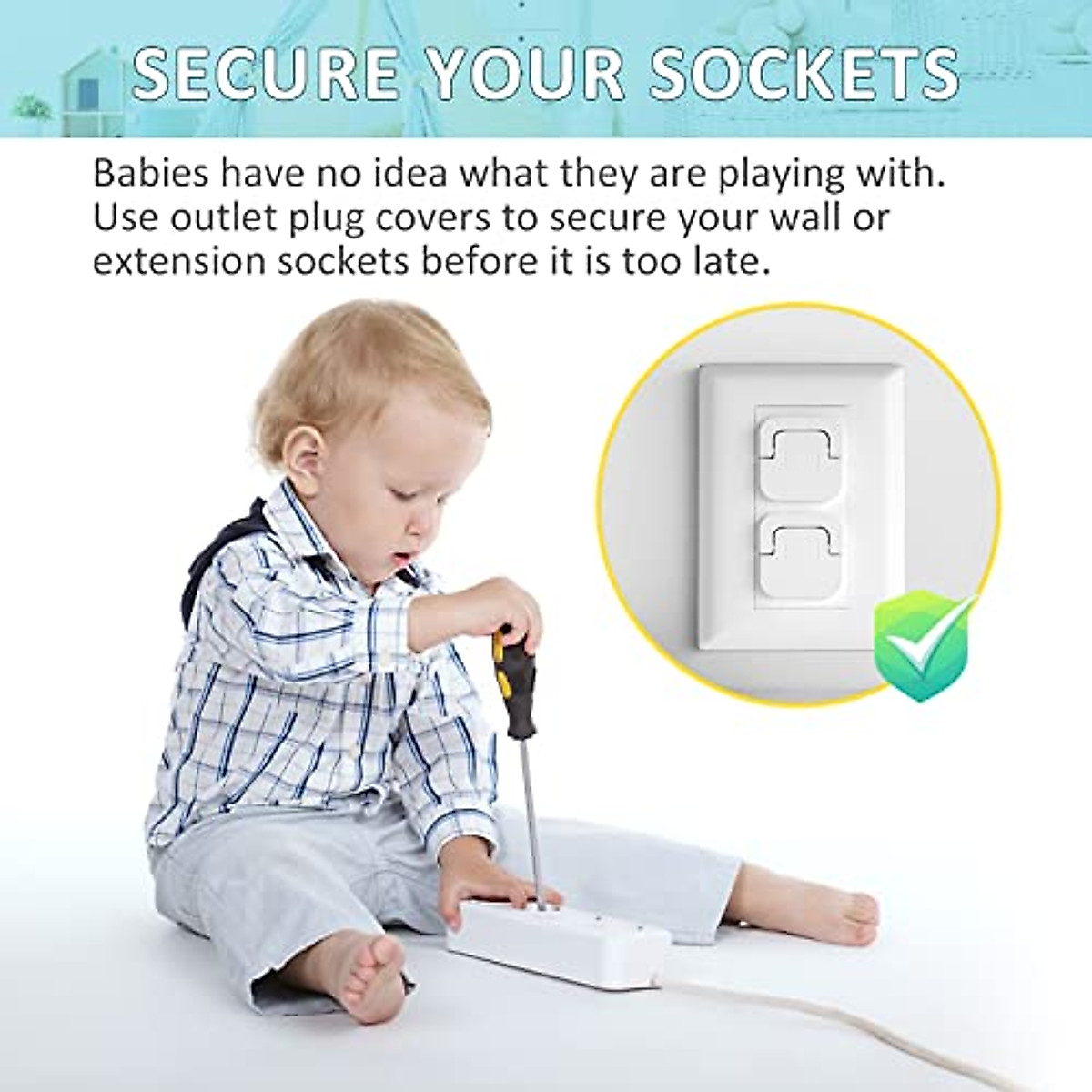 Baby Proofing Outlet Covers (60 Pack) Electric Outlet Pulg Covers for Baby Safety Socket Cover Protector Cap to Prevent Your Child from Power Shock Hazard