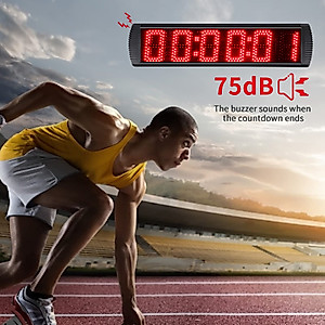 Ganxin 5 Inch 6-Digit LED Race Timing Clock, Running Event Gym Timer Clock for Countdown/Count Up,12/24 Hour Real Time Clock, Stopwatch with Remote Control,Portable Large Wall Clock (Red+Button)