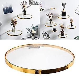 #N/a Floating Shelf Wall Mounted, Rustic Iron Shelf and Glass Shelf for Office Bedroom Kitchen Living Room - L