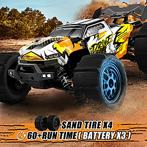 Mukola Brushless RC Cars for Adults Boys, Max 75 KPH Fast RC Truck, 4WD All Terrain Remote Control Car with 60 Min Runtime, 1:16 Offroad RC Monster Truck with Metal Parts & 3 Batteries