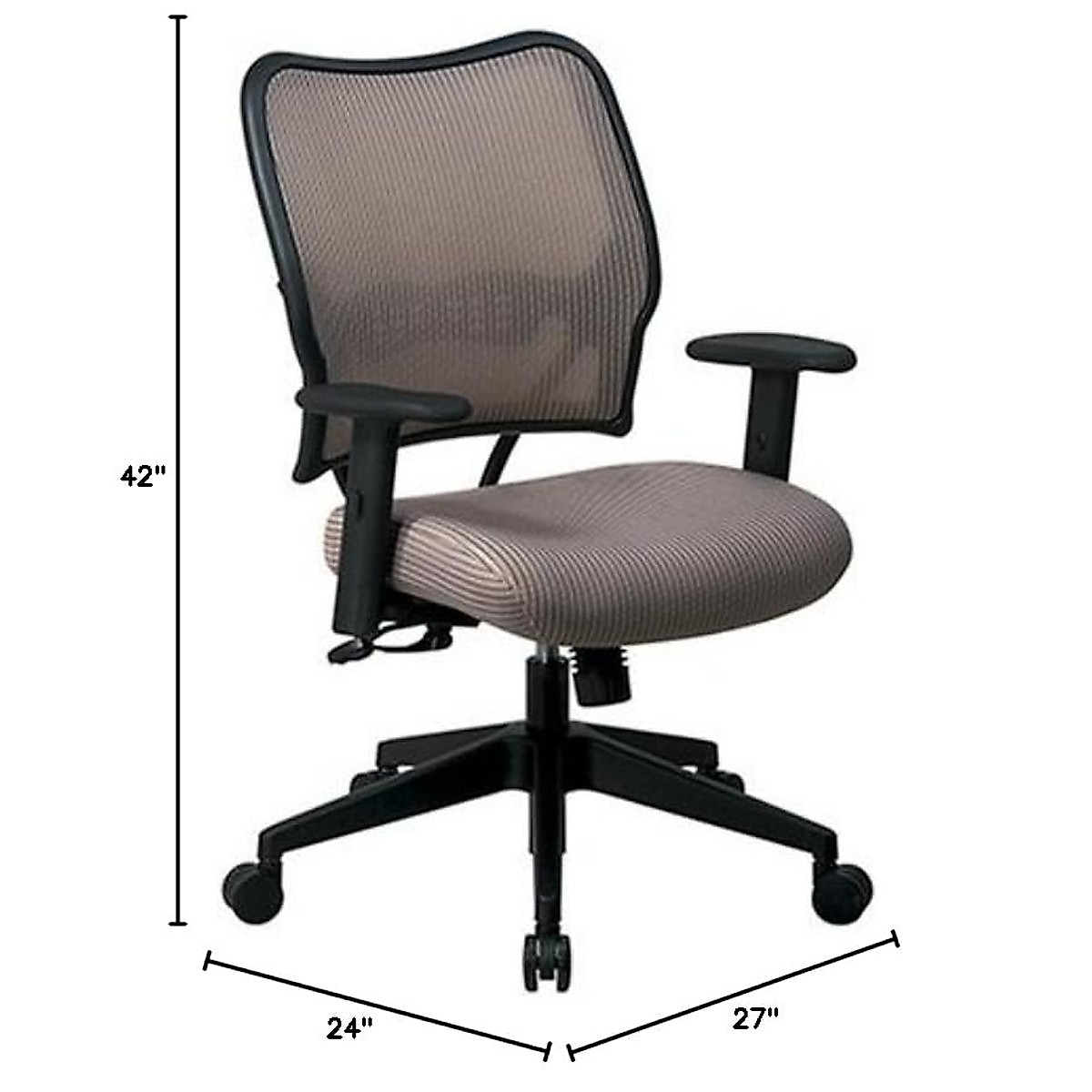 SPACE Seating Deluxe VeraFlex Fabric Seat and Back, 2-to-1 Synchro Tilt Control and 2-Way Adjustable Arms Managers Chair, Latte