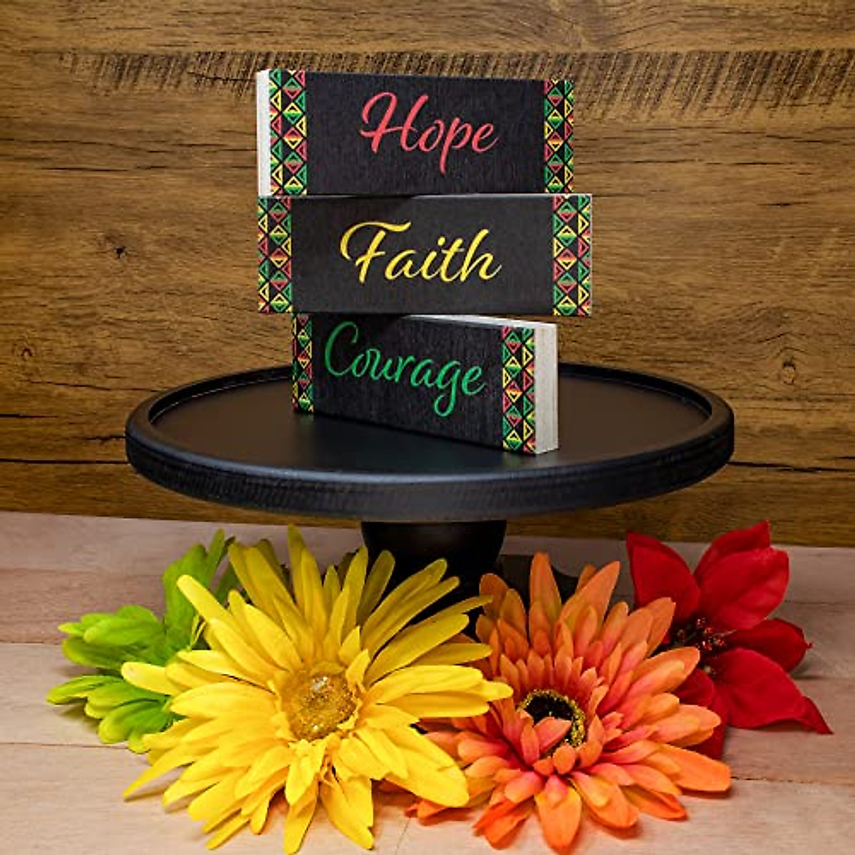JennyGems Black History Month, African American Decor, Black History Decor, Hope Faith Courage, 3pc Mini Wood Block Set, African American Decor, Tiered Tray, Made in USA
