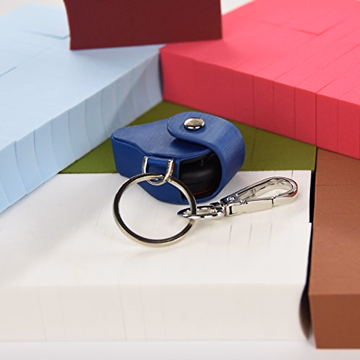 SmartHer Pokemon Go Plus Case, Pokemon Go Plus Leather Cover Skins, Portable Design with Keychain Carabiner, Brushed Leather, Blue.