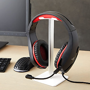 ionX Professional Wired Gaming Headset Compatible with Windows, macOS, PlayStation 5, Xbox Series S, X, Nintendo Switch, Android, and iOS, with Adjustable Boom Microphone and LED Lighting (Red)