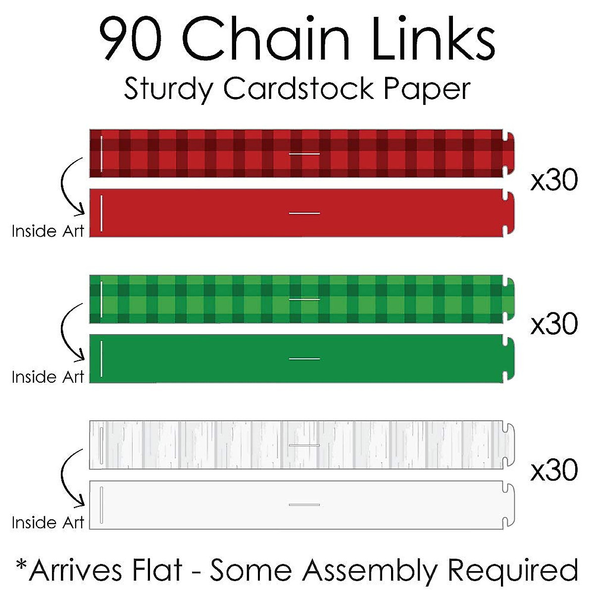 Big Dot of Happiness Merry Little Christmas Tree - 90 Chain Links and 30 Paper Tassels Decoration Kit - Red Truck and Car Christmas Party Paper Chains Garland - 21 feet
