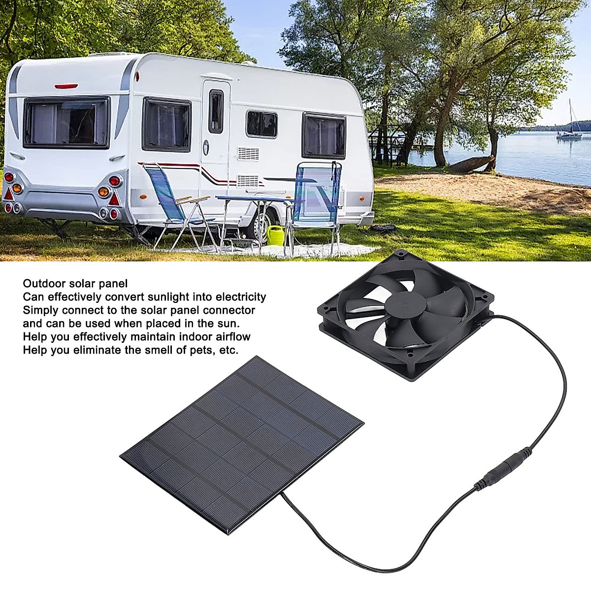 plplaaoo 3.5W 6V Solar Panel Exhaust Fan Kit, Waterproof Solar Panel Powered Fan,Portable Solar Exhaust Fan for Chicken House Greenhouse Pet Houses Camping, Solar Powered Fan Chicken coop Fan pet