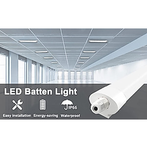 Hyskostar 2FTLED Shop Light for Garage, 3000lm/4000LM, 30W/48W Utility Light Fixture, 5000K Daylight LED Workbench Light with Power Cord, Hanging or Surface Mount, White