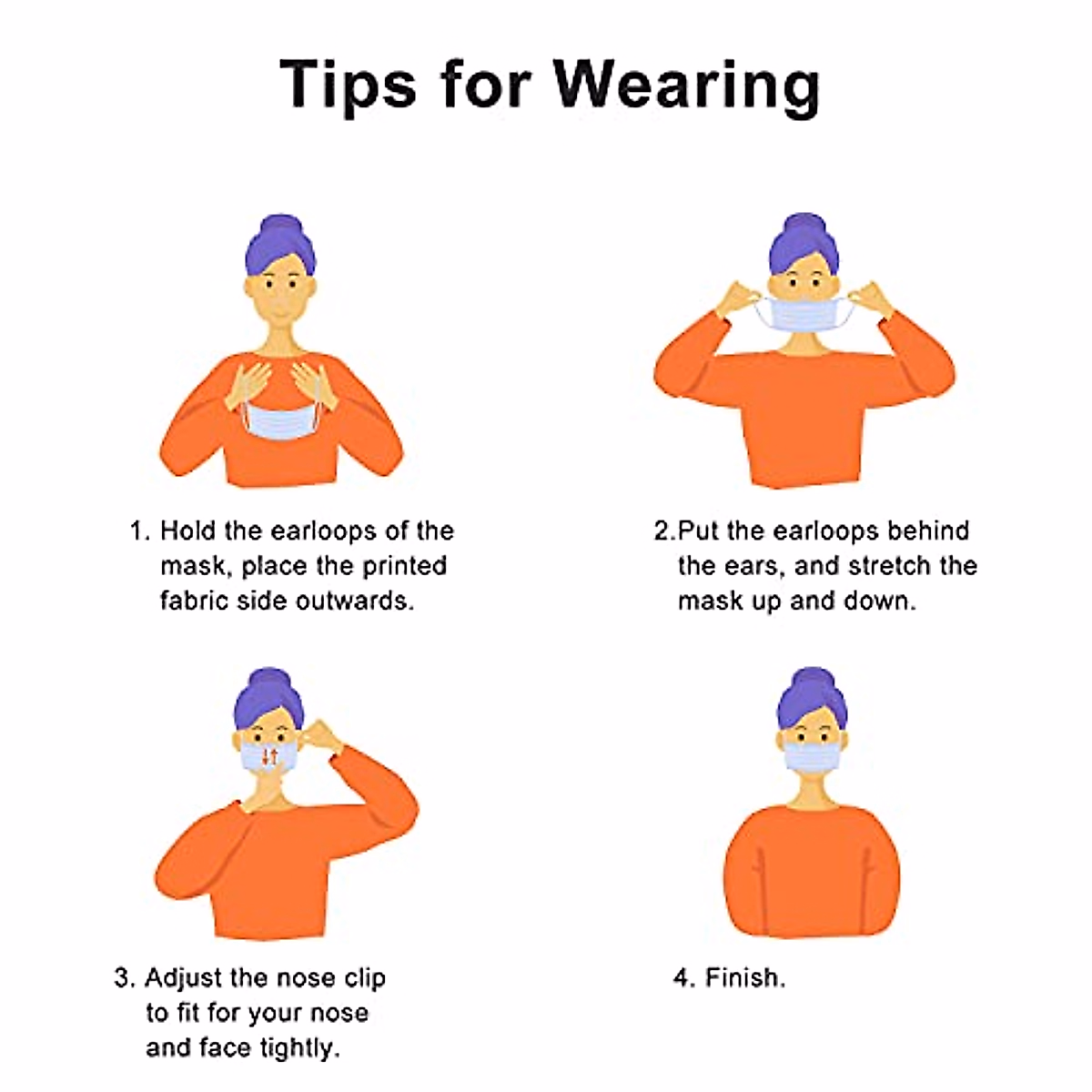 Disposable Face Masks With Designs, Individually Wrapped Masks, Breathable Face Masks (Sky)