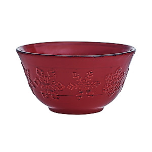 Pfaltzgraff Trellis Snowflakes 12 Piece Dinnerware Set, Service For 4, Red