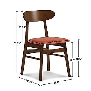 New Classic Furniture Morocco Mid-Century Modern Dining Chair (Set of 2), Orange Cushions, Walnut Brown Finish