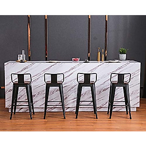 Yongchuang 24" Metal Barstools Set of 4 Counter Bar Stools with Wood Top Low Back Matte Black