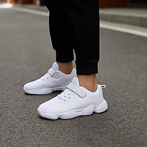 Santiro White Girls Tennis Shoes Fashion Boys Sneakers Lightweight Breathable Little Kids Size 12.5 M US