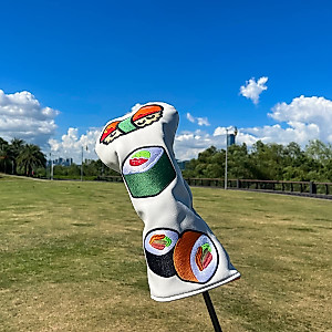 Japanese Sushi Golf Club Covers - Golf Accessory for Men, Women, Kids, Golfer - 3 Model Options Golf Driver Headcover/Golf Fairway Wood Head Cover/Hybrid Club Head Cover