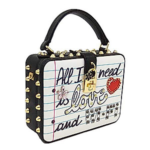 All I Need Is LOVE and WIFI Women's Fashion Faux Leather PU Shoulder Bag Crossbody Handbags (White)