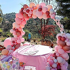 143Pcs Girl's Birthday Pink and Rose Gold Confetti Different Size Balloons Garland Kit Dark and Baby Pink Latex Balloons Gold Chrome Balloons for Wedding Bridal Shower Baby Shower Party Decoration
