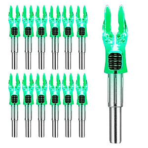 DEEPOWER S Lighted Nocks for Arrows .244/6.2mm 6/12 Pack Lighted Arrow Nocks for Archery Hunting (6, Green)